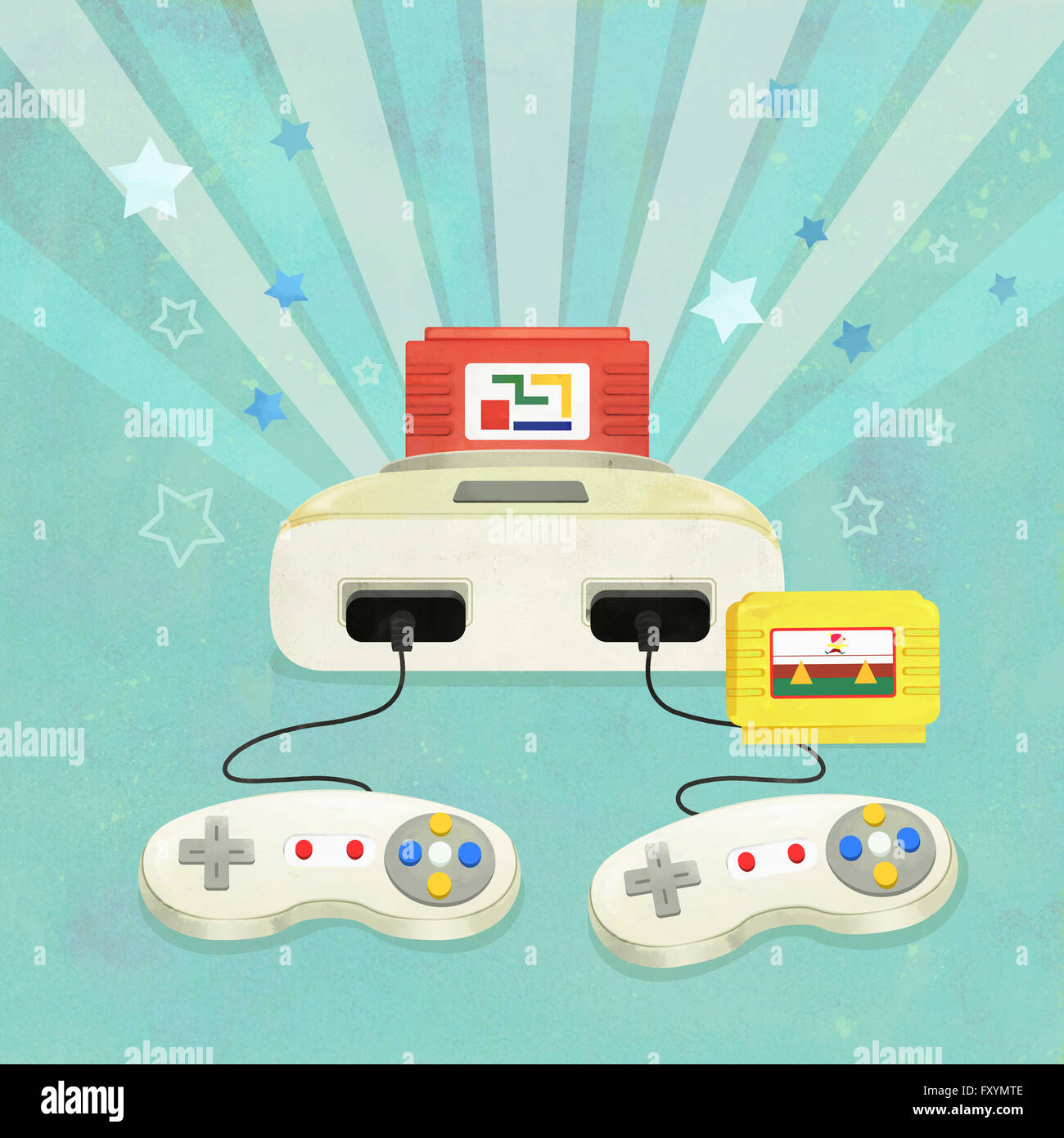 Old game players image in illustration Stock Photo - Alamy