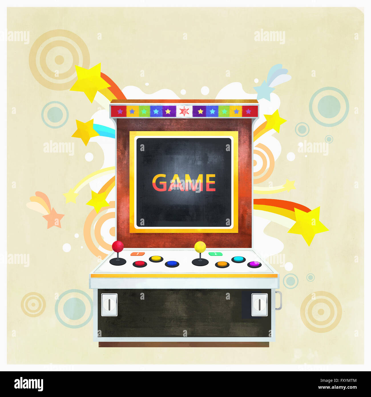 Old game player image in illustration Stock Photo - Alamy