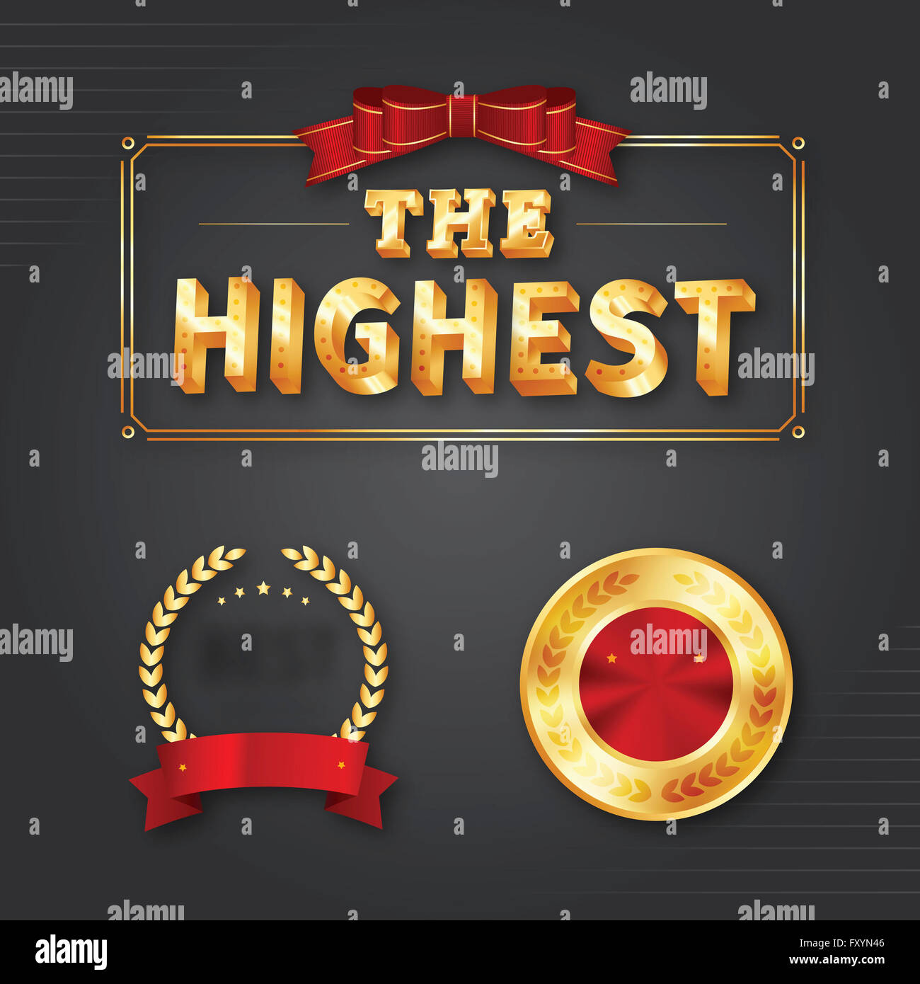 Various design label and badge design in red and gold representing ...