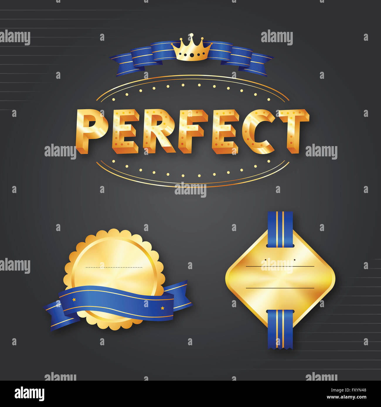 Various design label and badge design in blue and gold representing ...