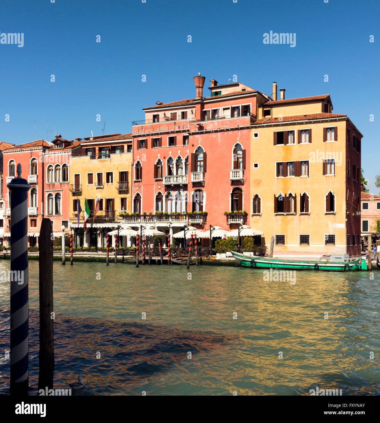 beautiful view of Venice Canal. sunny day landscape with historical ...