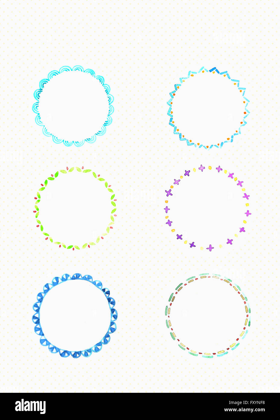 Various round copy spaces framed with different design in illustration ...