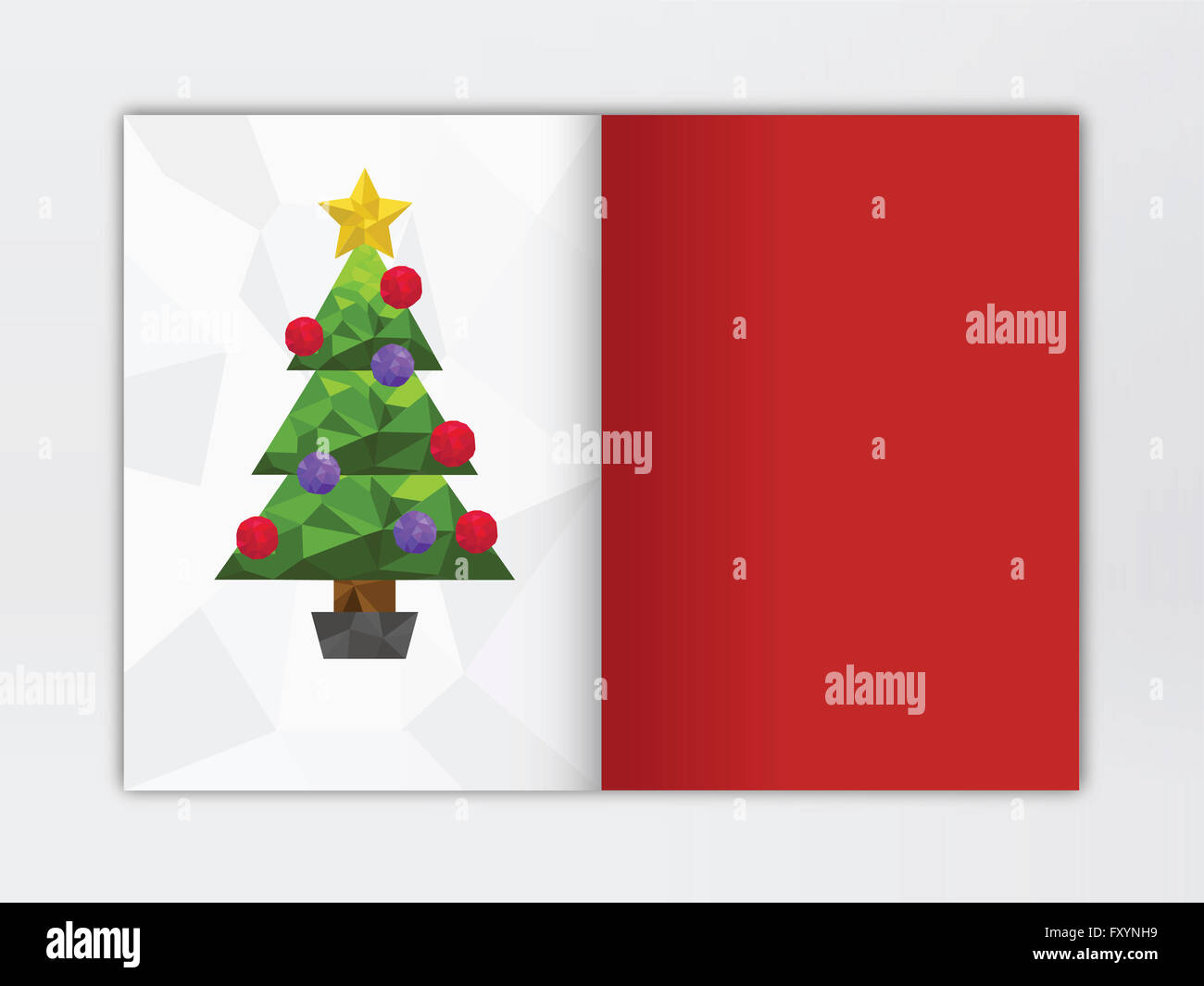 Brochure design with Christmas tree image in polygon illustration Stock ...