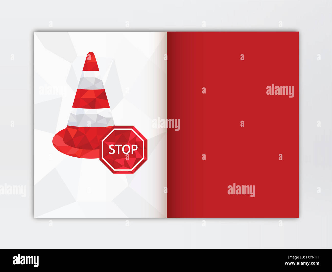 Brochure design with stop sign image in polygon illustration Stock ...