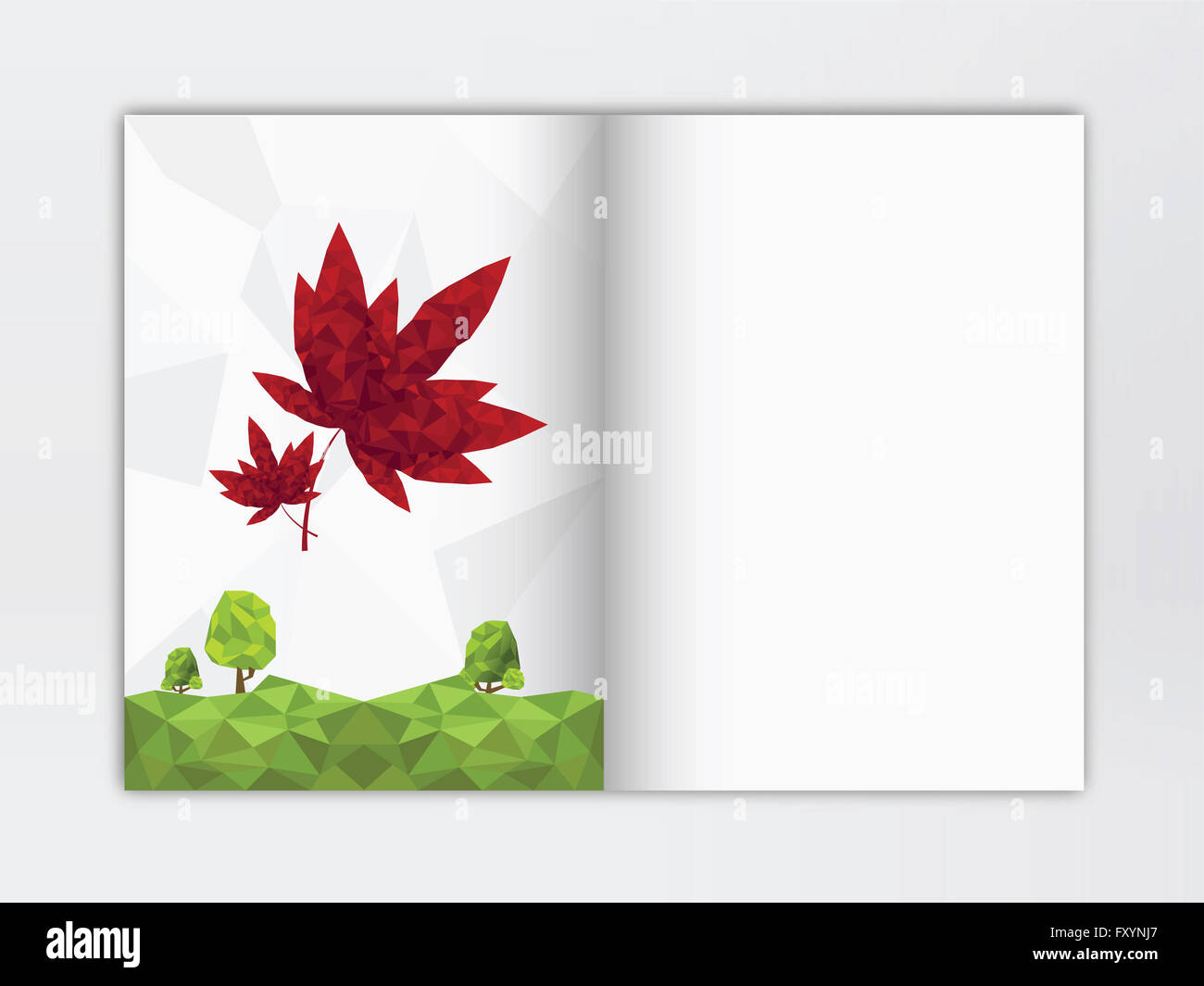Brochure design with maple leaf image in polygon illustration Stock ...