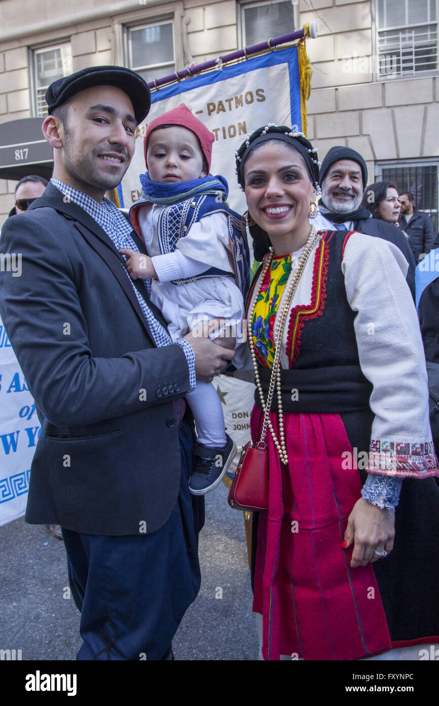 Greek Independence Day Parade, New York City. Greek American family at ...