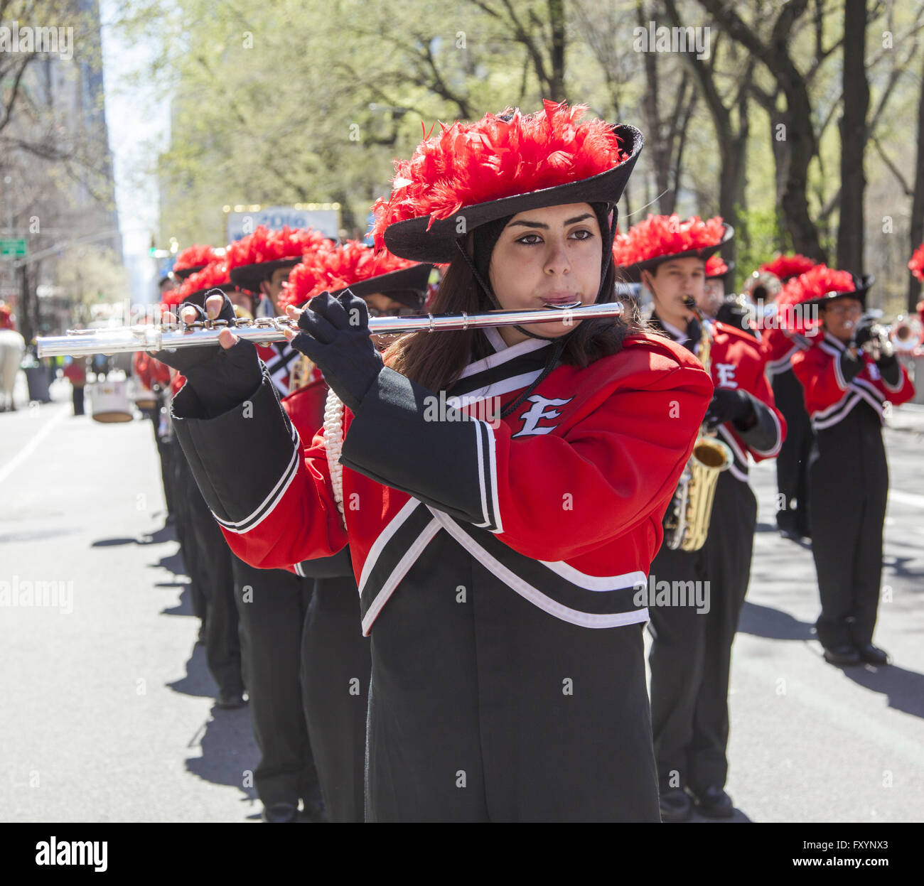 Greek Independence Day Parade, New York City. High School marching band ...