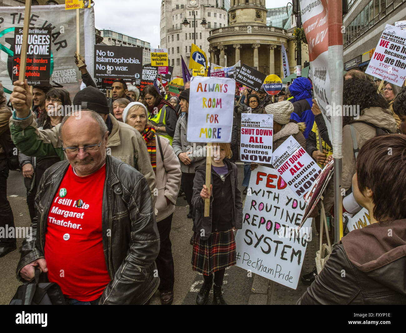 Thousands march down Regent Street towards Trafalgar Square during the ...