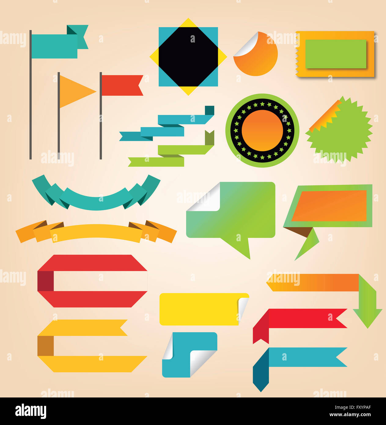 Various label and tag designs in flat illustration Stock Photo - Alamy