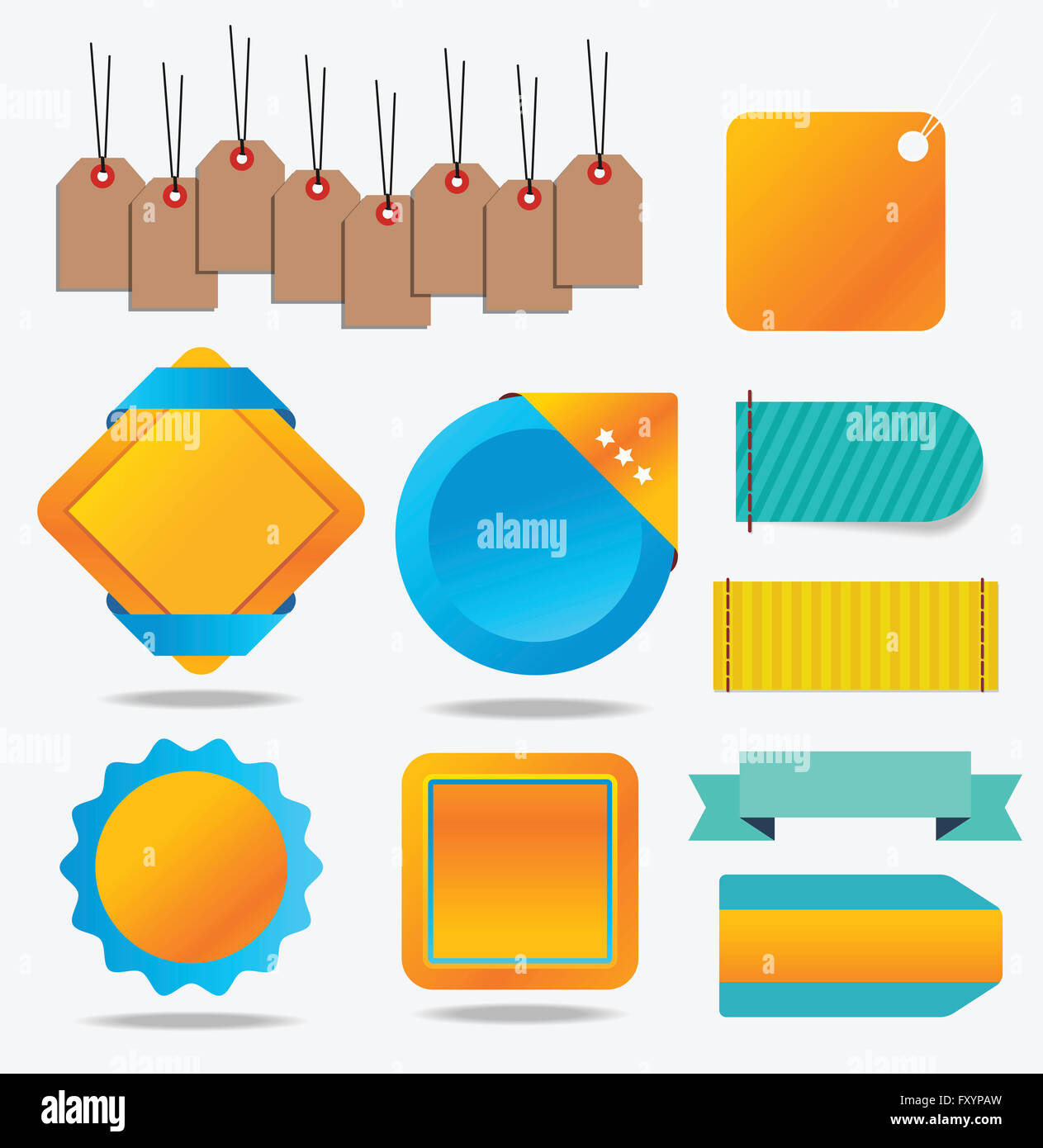 Various label and tag designs in flat illustration Stock Photo - Alamy