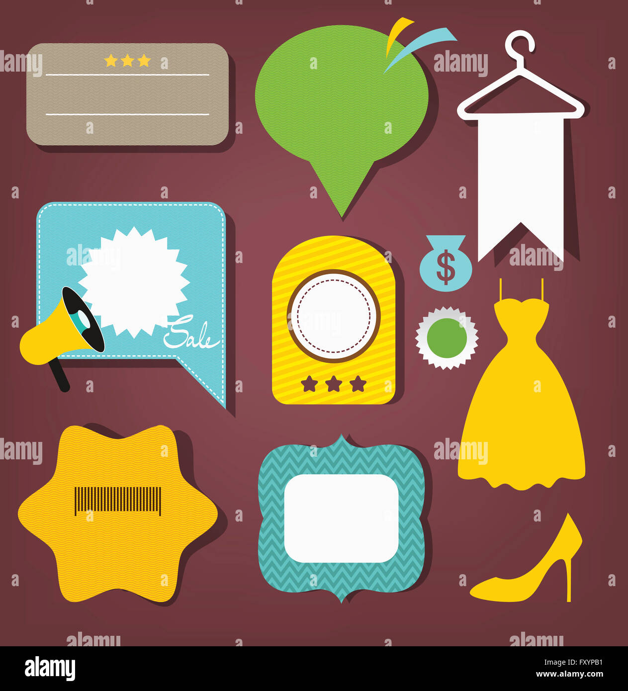 Various label and tag designs in flat illustration Stock Photo - Alamy