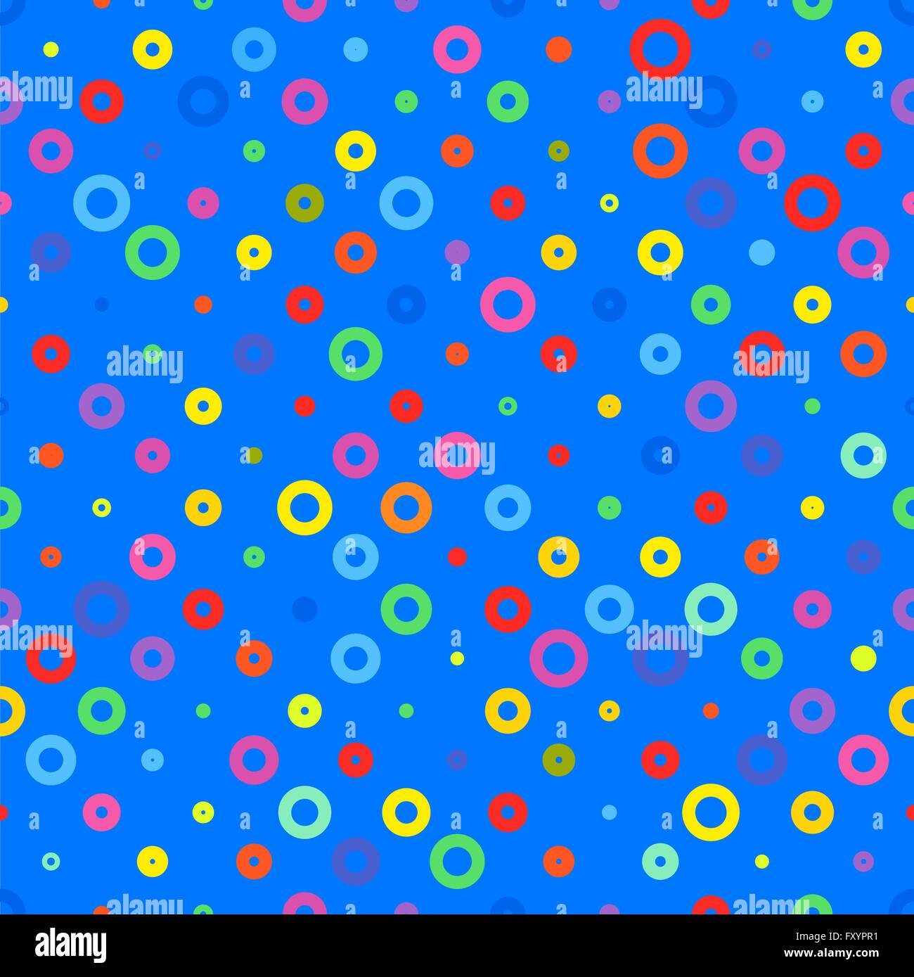 Blue Background Fabric With Colored Circles Seamless Pattern Vector