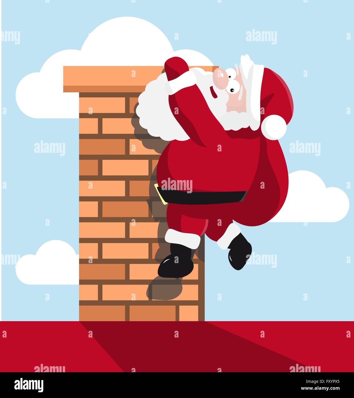 Santa hanging on the chimney. vector illustration Stock Vector Image ...