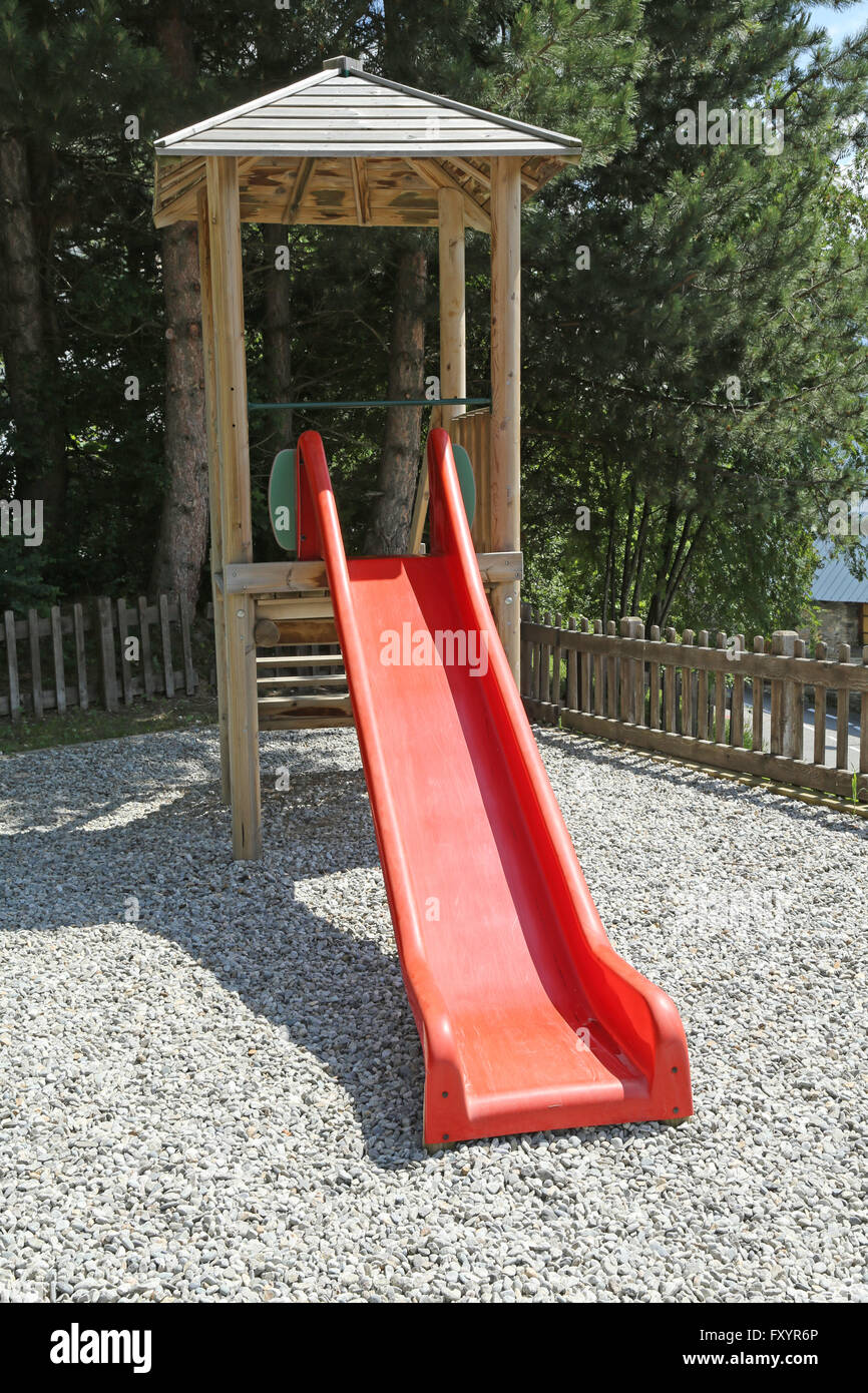 Empty activities at a kids playground in the summer Stock Photo - Alamy