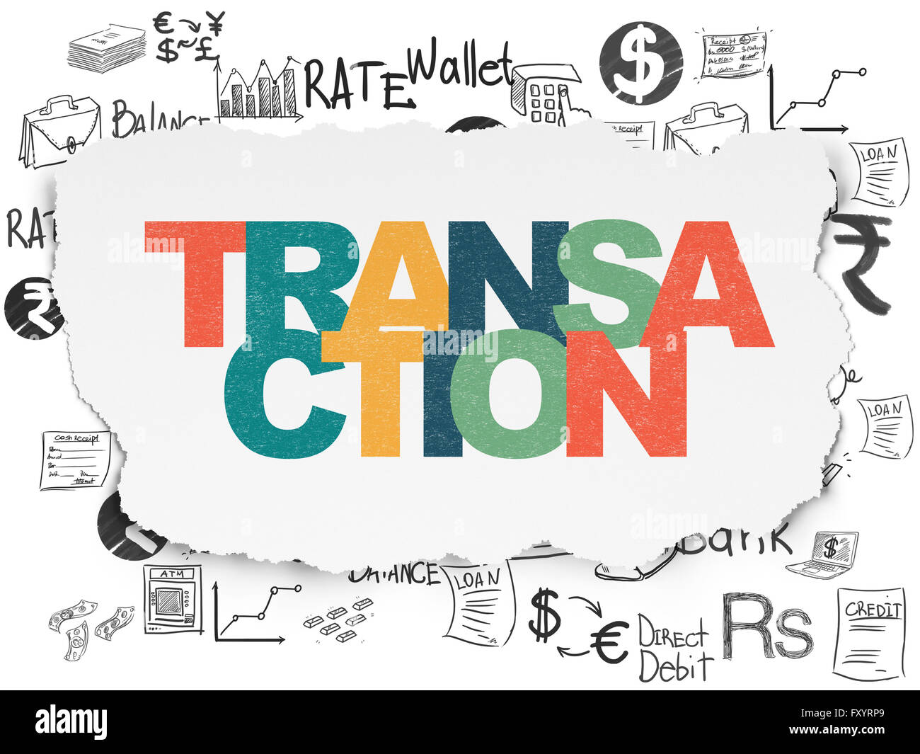 Banking concept: Transaction on Torn Paper background Stock Photo - Alamy