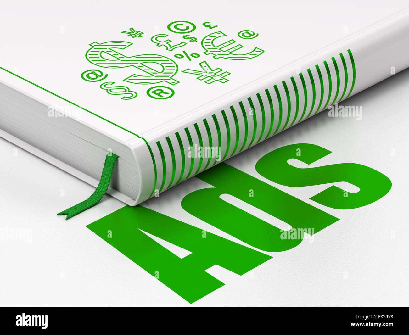 Marketing concept: book Finance Symbol, Ads on white background Stock ...