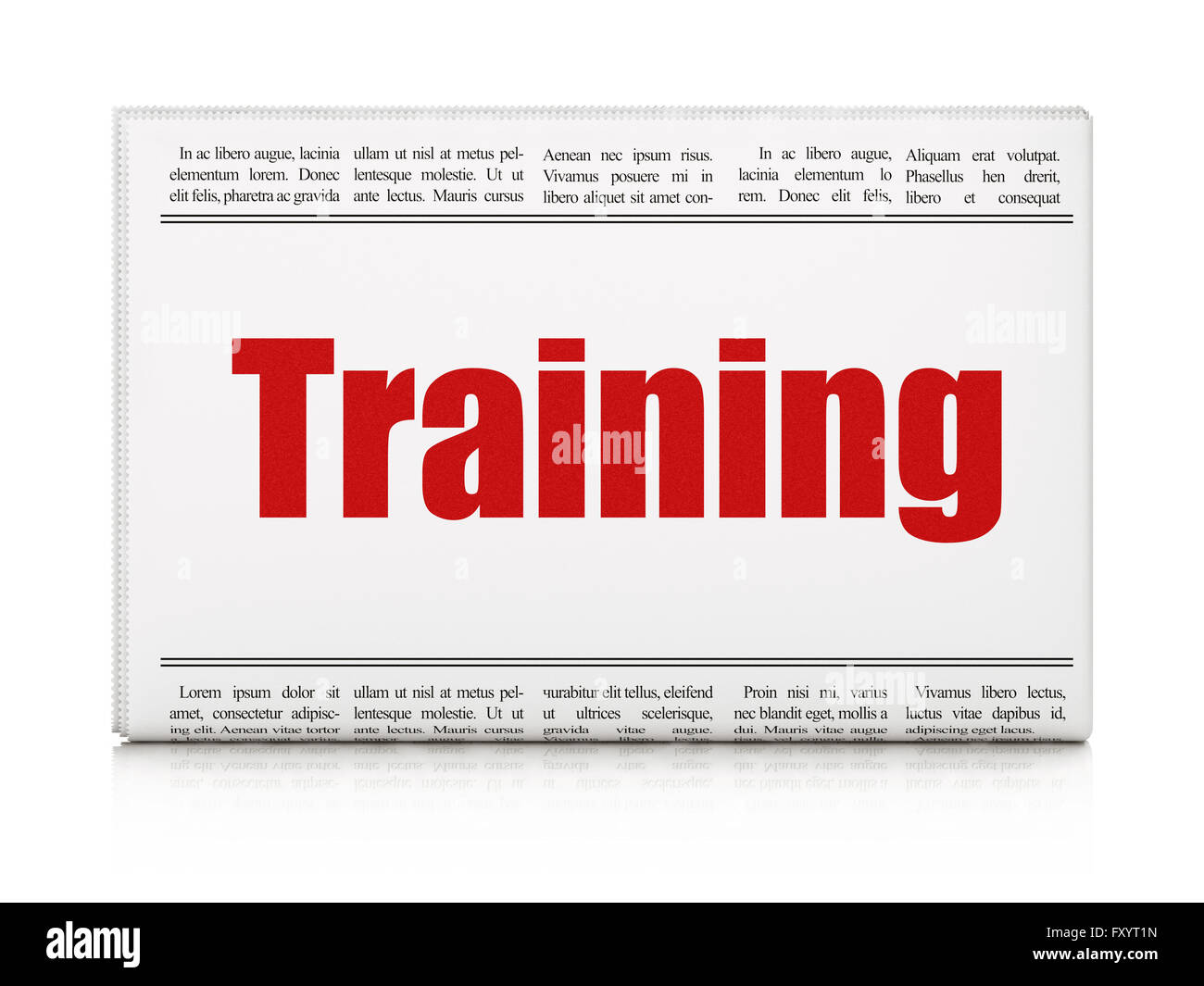 Learning concept: newspaper headline Training Stock Photo - Alamy