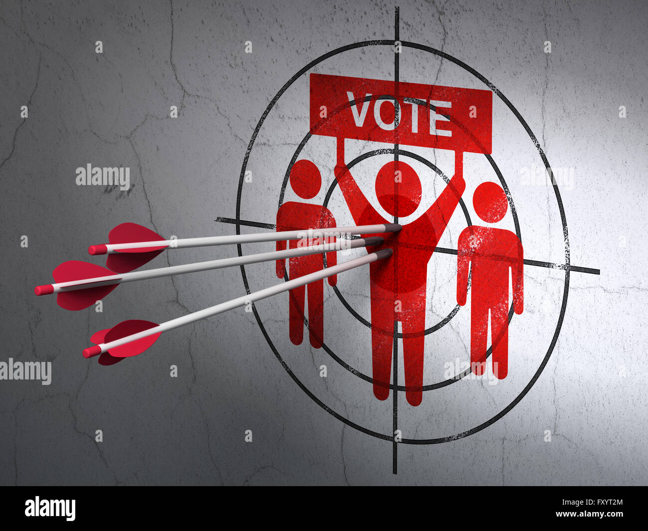 Politics concept: arrows in Election Campaign target on wall background ...