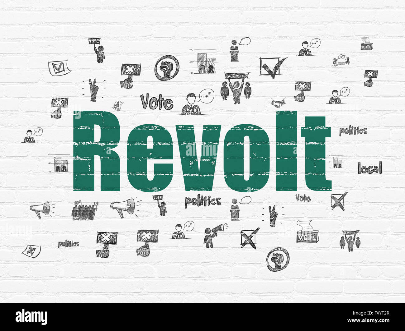Political concept: Revolt on wall background Stock Photo - Alamy