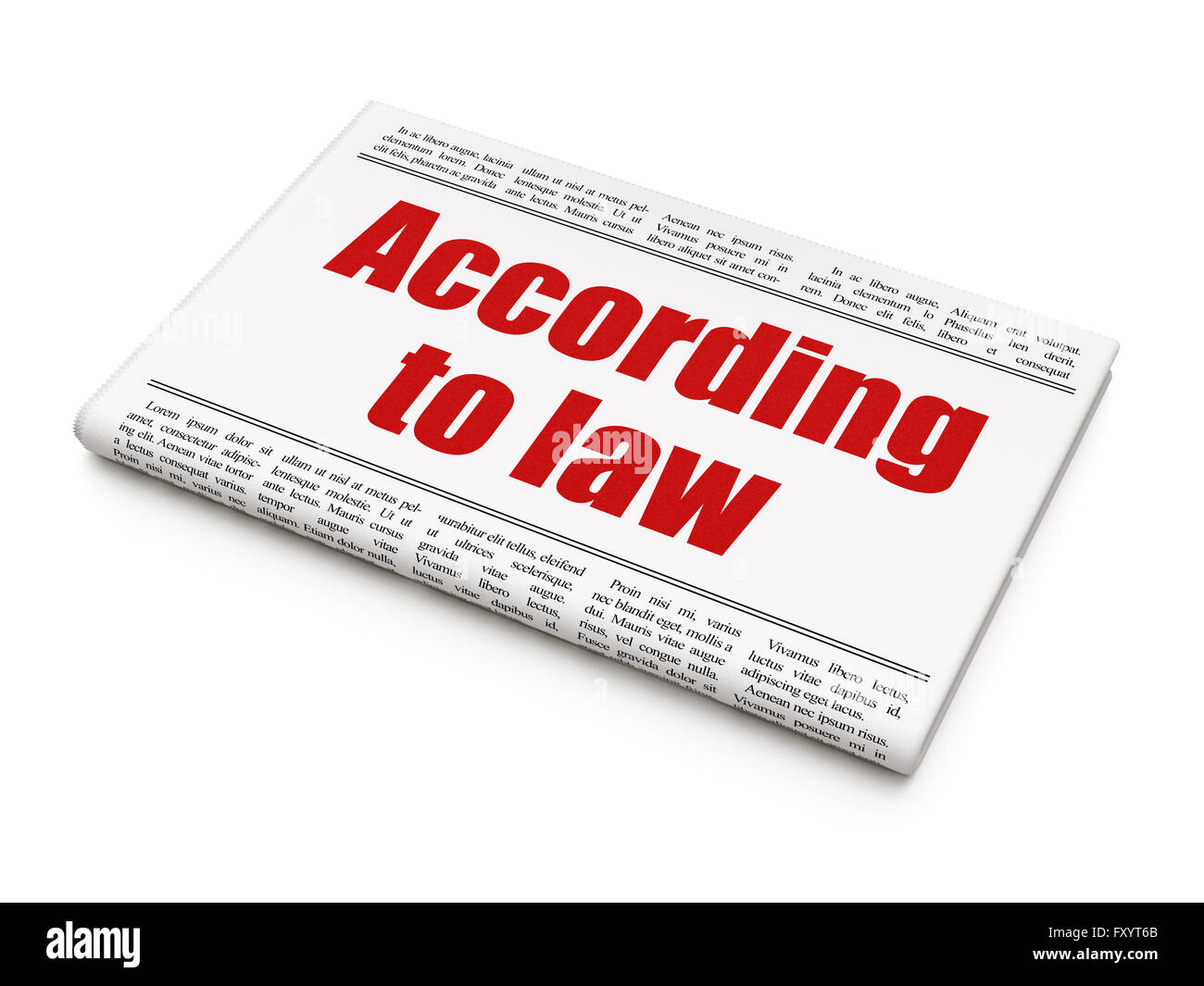Law concept: newspaper headline According To Law Stock Photo - Alamy