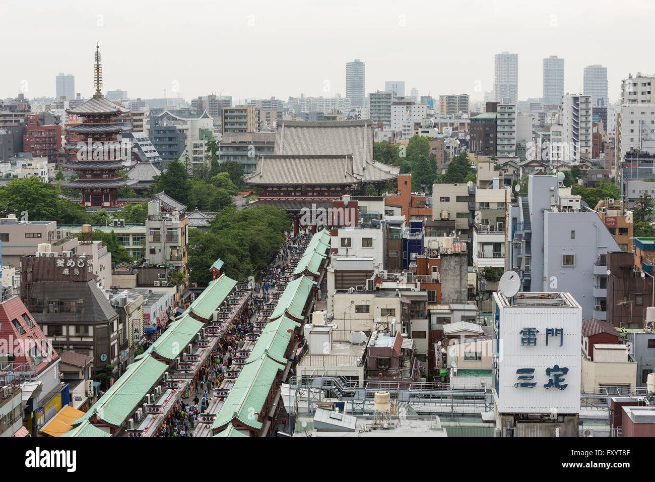 Senso-ji Temple, aerial view from Asakusa Culture Information Centre ...