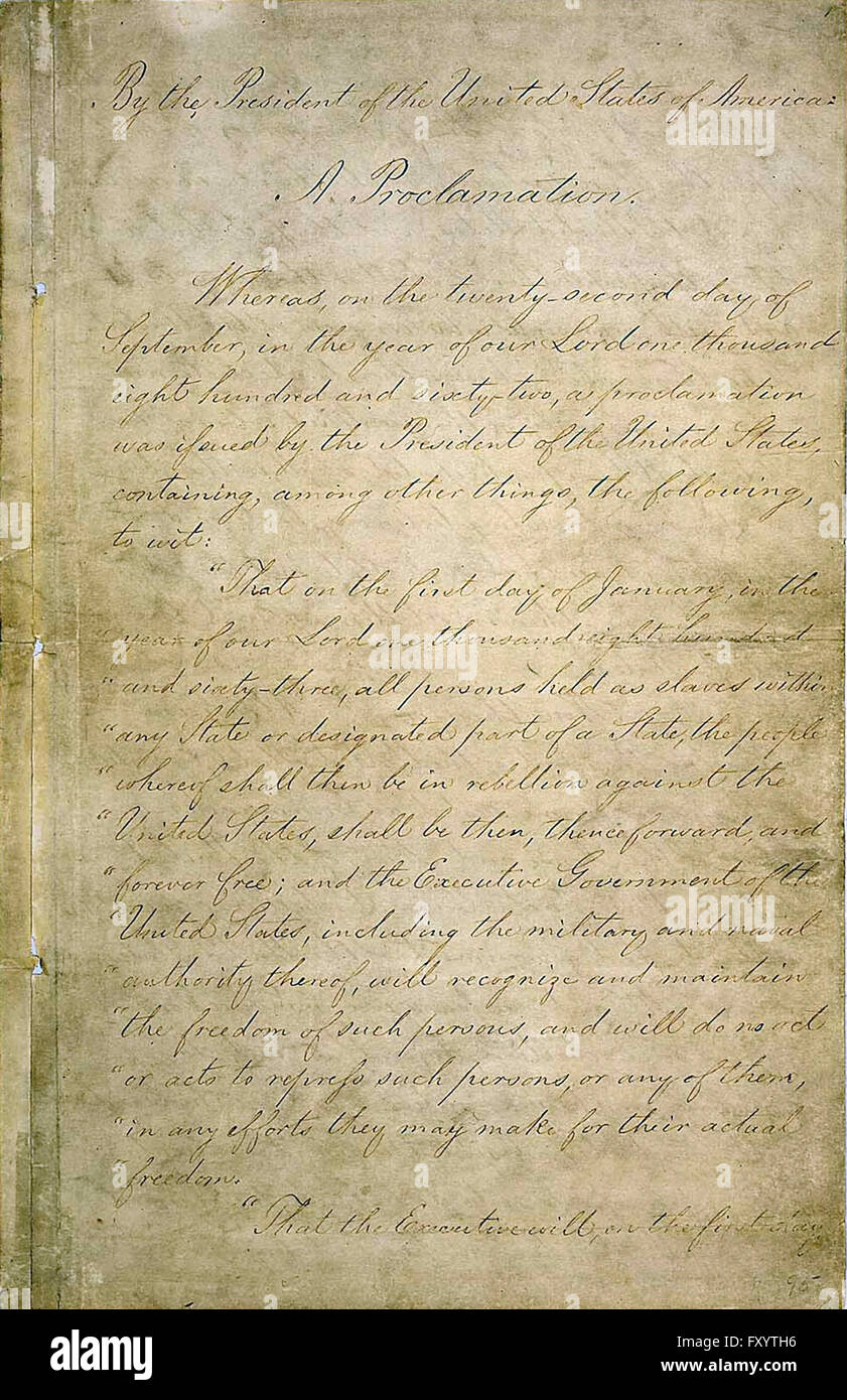 Emancipation proclamation hi-res stock photography and images - Alamy