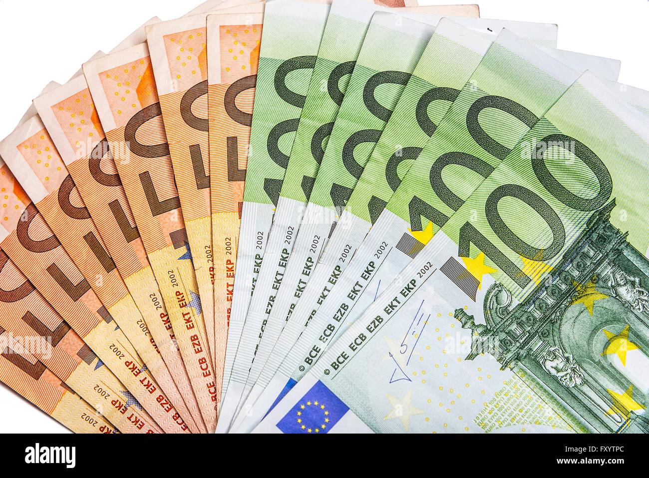 Different euro banknotes in a stack on the table Stock Photo - Alamy