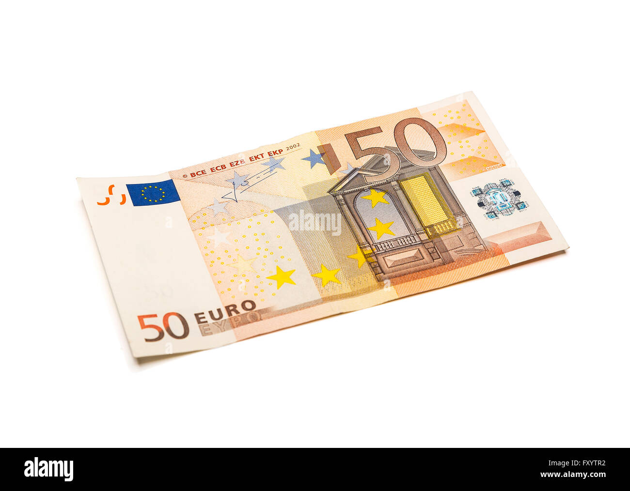 Fifty euro banknotes isolated on white background Stock Photo - Alamy