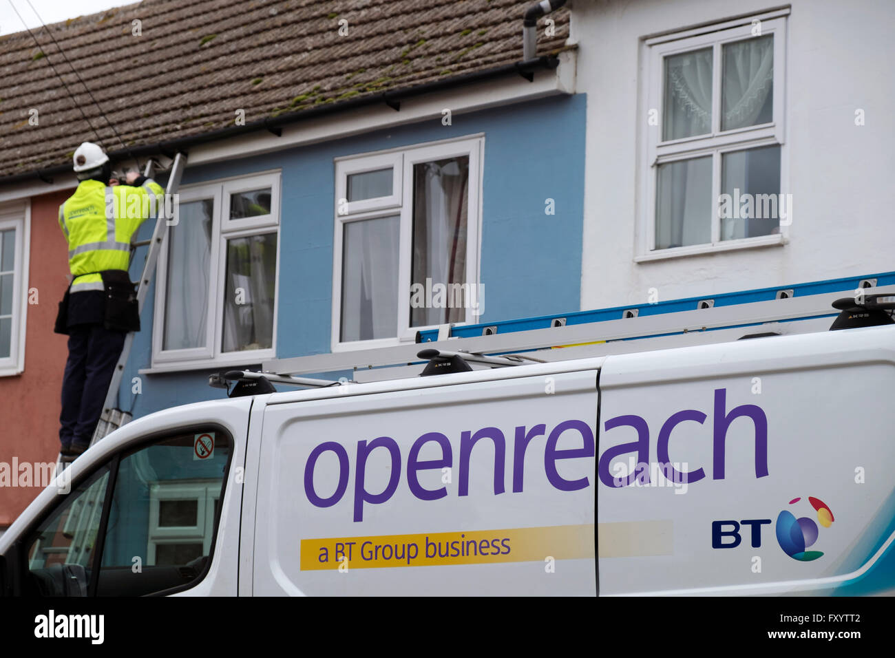 BT Openreach engineer Alderton Suffolk UK Stock Photo - Alamy