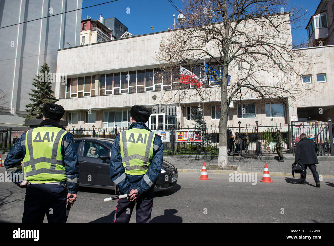 Ukrainian police in front of Embassy of Poland in Kiev city, Ukraine ...