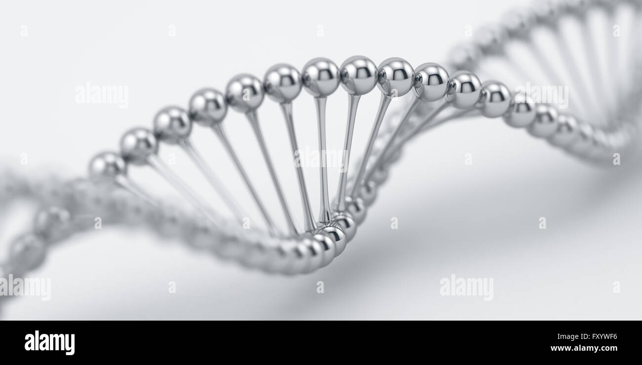 DNA chrome silver structure model with soft focus. Science medical ...