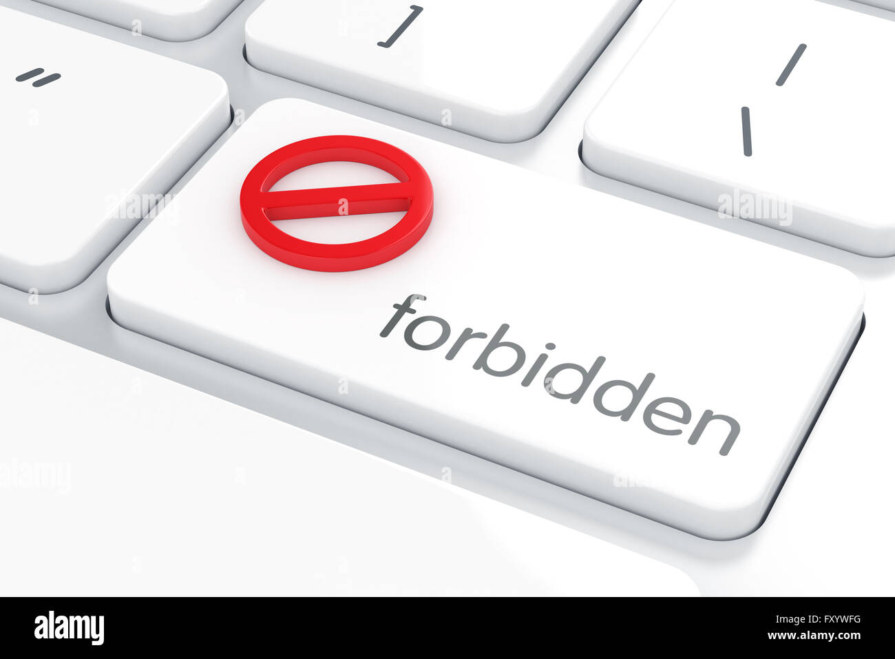 3d forbidden sign on the computer keyboard. 3d rendering image Stock ...