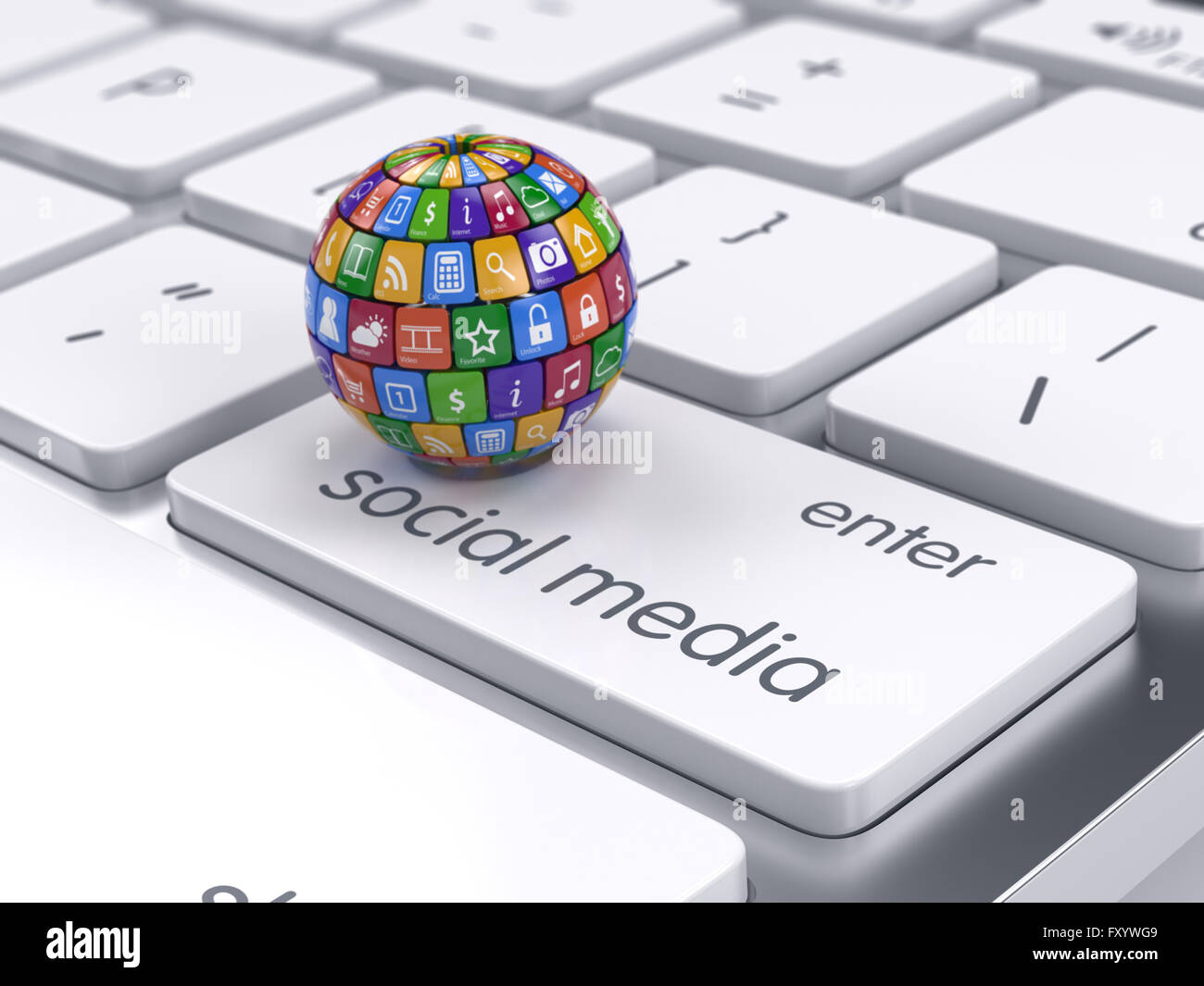 Software and social media concept. Icons sphere on the computer ...