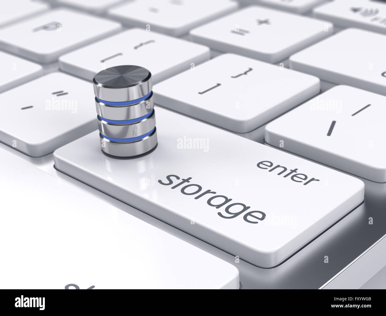 3d render of storage database icon on the keyboard. Big database ...