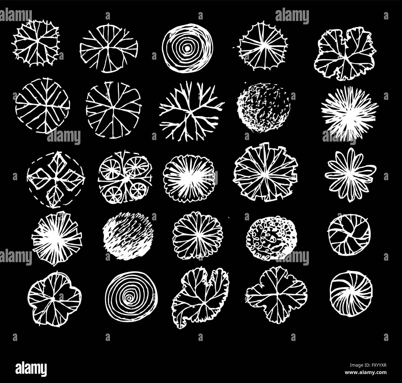 Trees top view for architecture landscape design projects Stock Vector ...