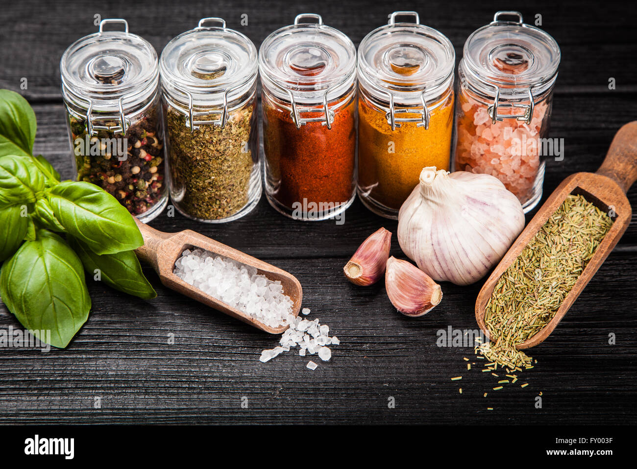 Set of different herbs and spice Stock Photo - Alamy