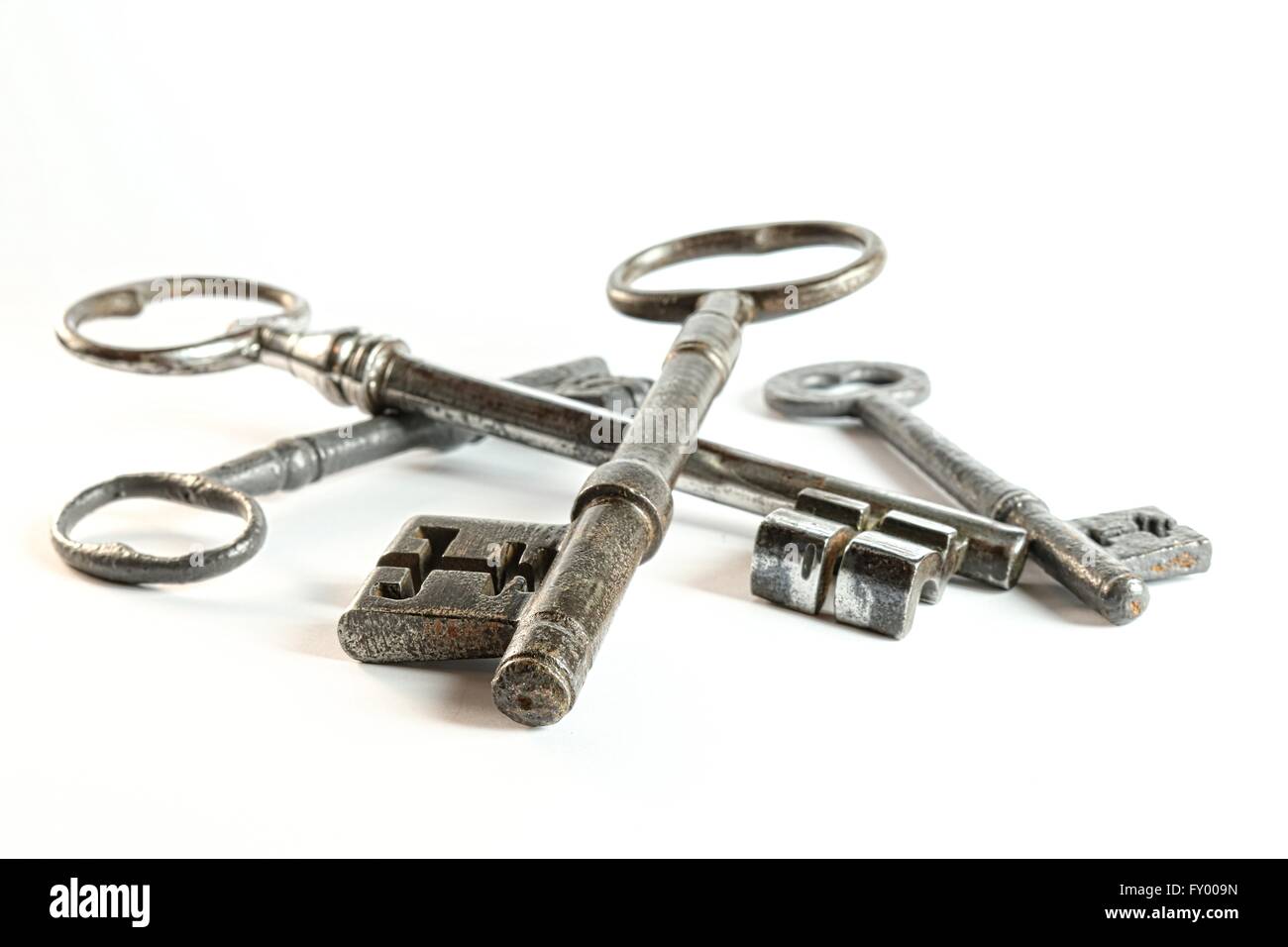 Vintage Antique Keys on white background Stock Photo - Alamy
