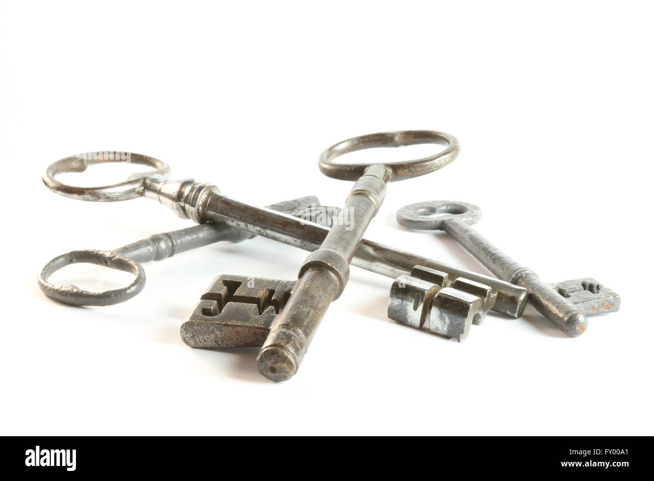Vintage Antique Keys on white background Stock Photo - Alamy