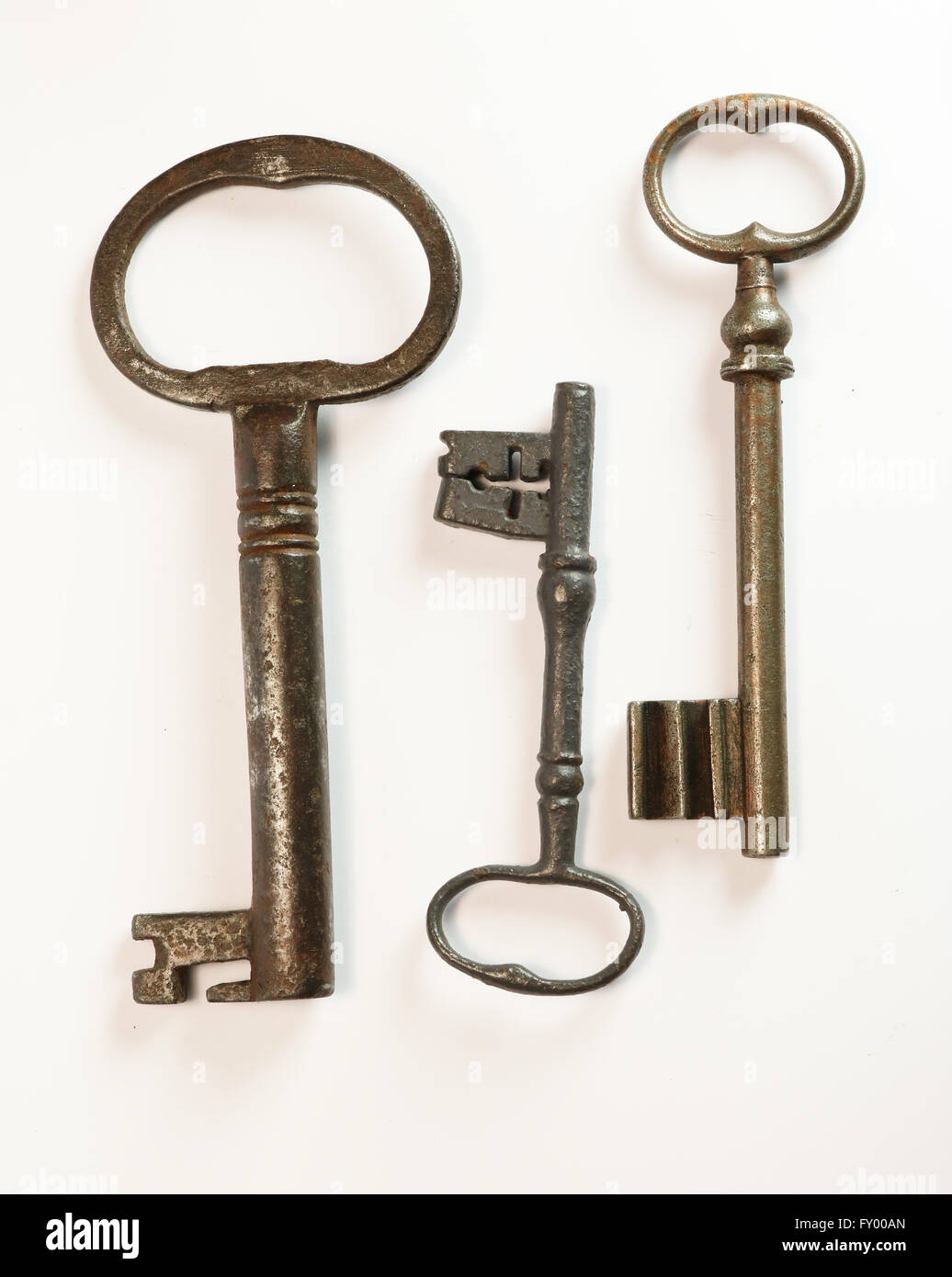 Vintage Antique Keys on white background Stock Photo - Alamy