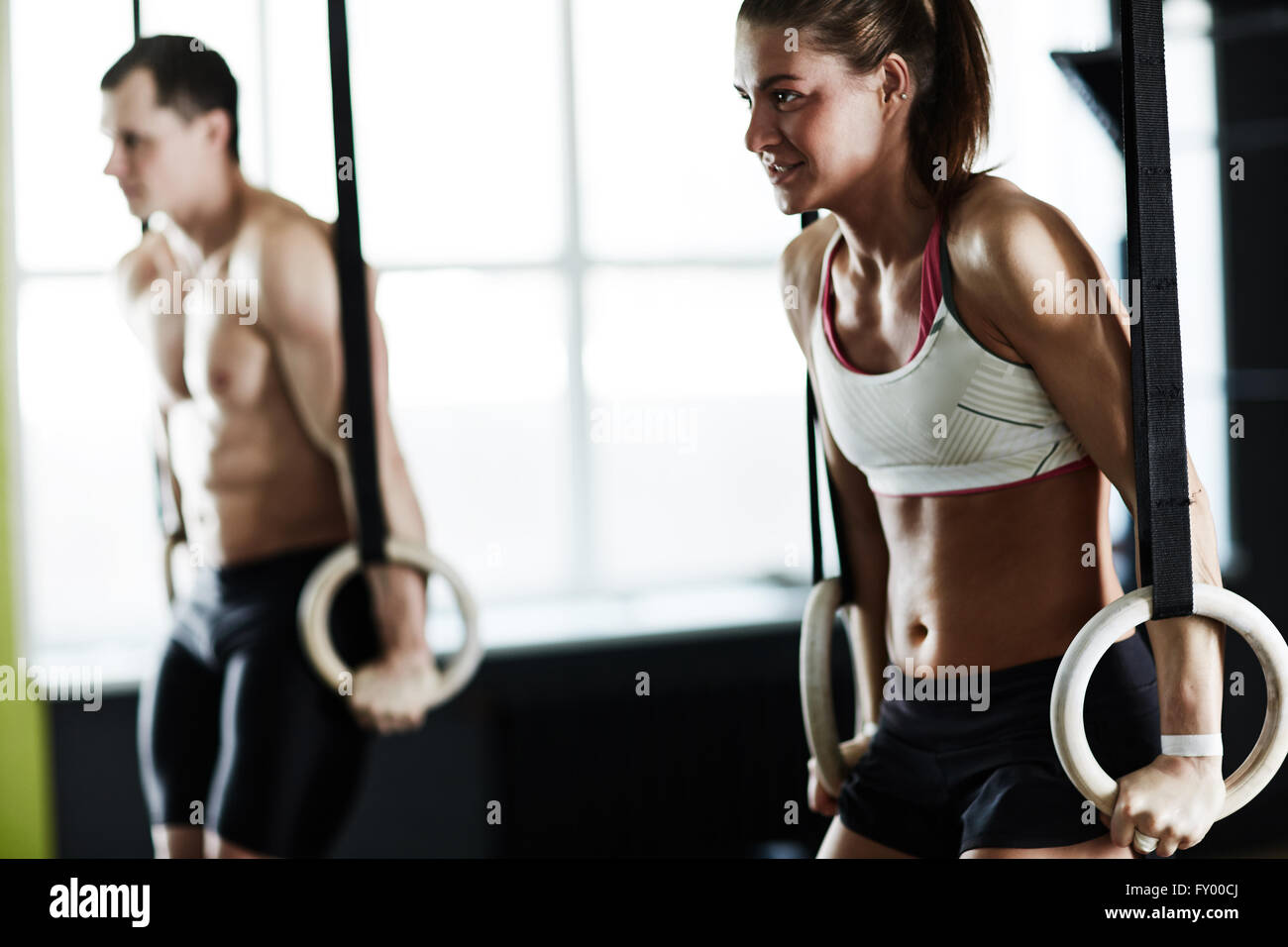 Training on rings Stock Photo - Alamy