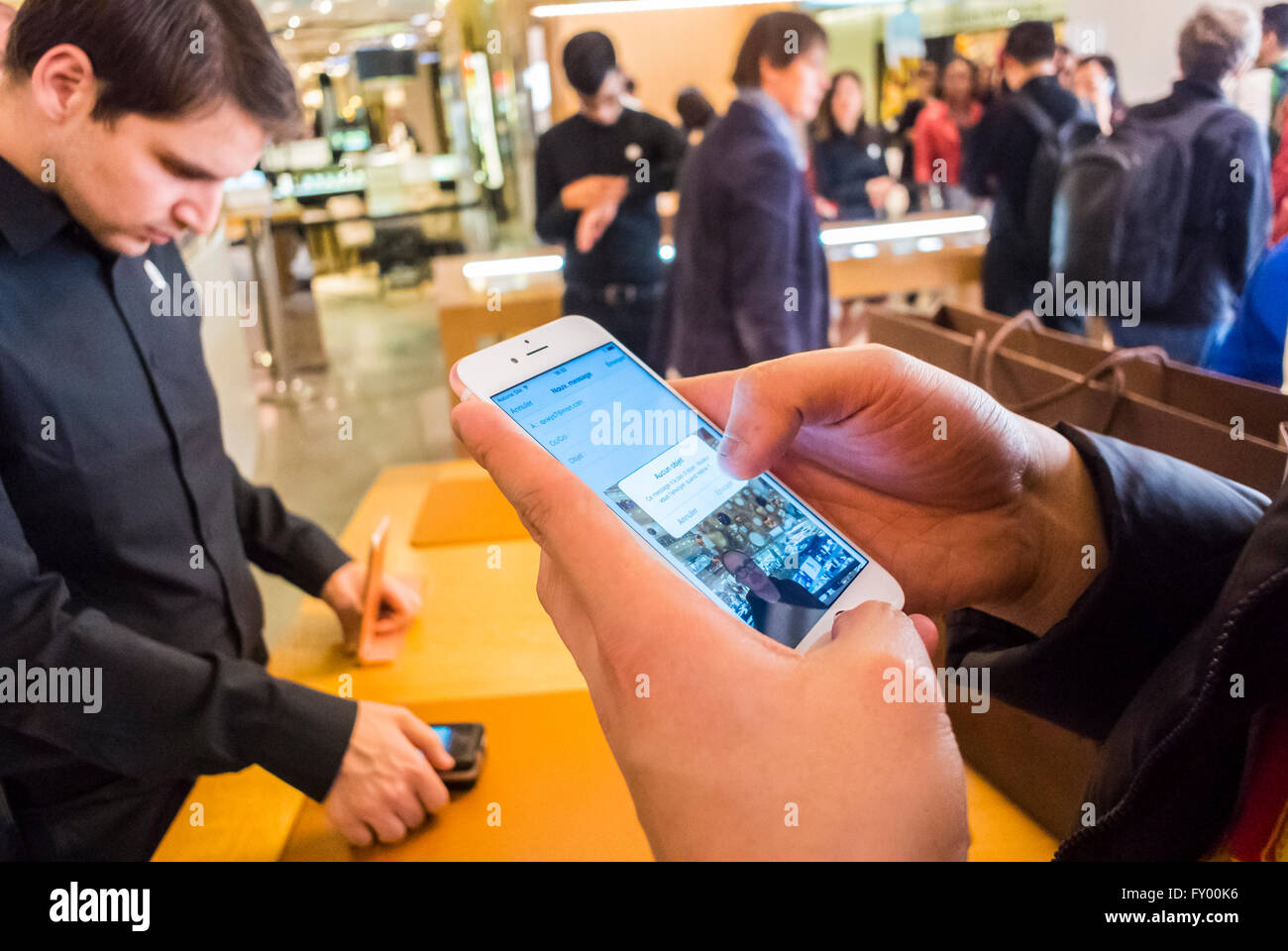 Paris, France, Close up, Man Hands Holding Iphone 5 Smart Phone ...