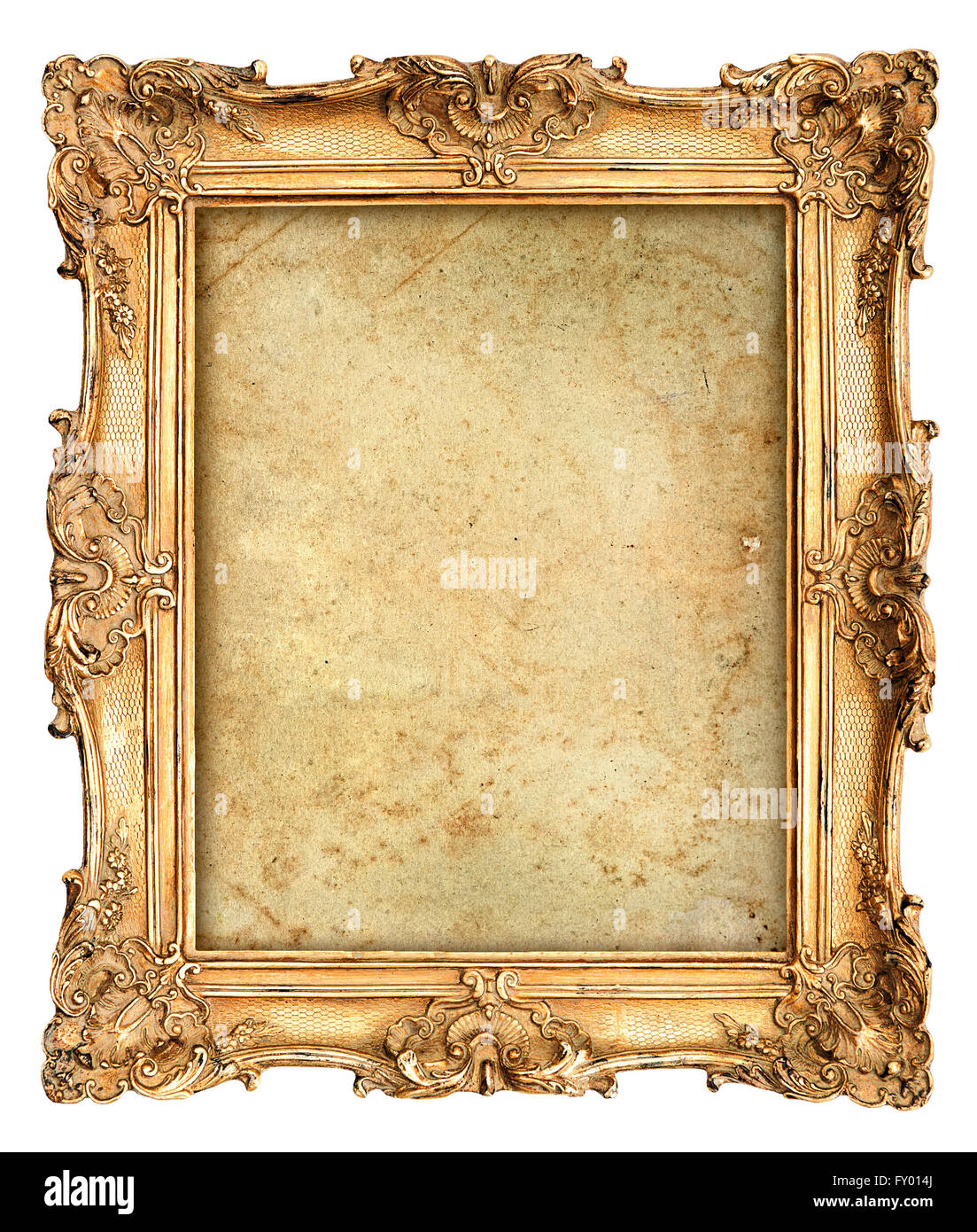 Golden frame with empty grungy canvas for your picture, photo, image ...