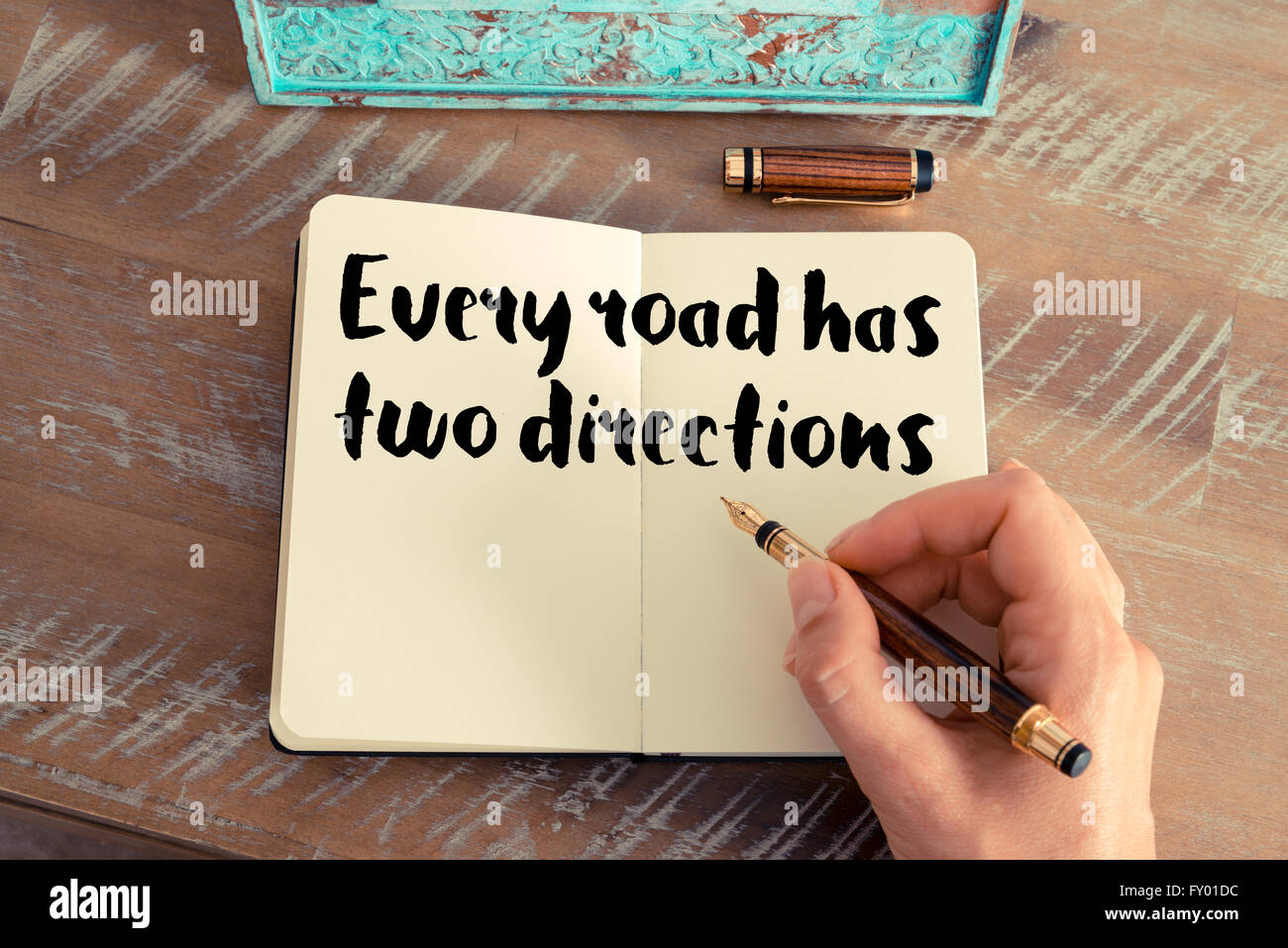 Handwritten quote Every road has two directions as inspirational ...