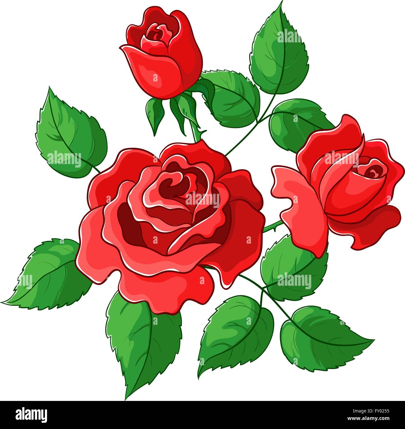 Red flowers flower bunch rose roses Stock Vector Images - Alamy