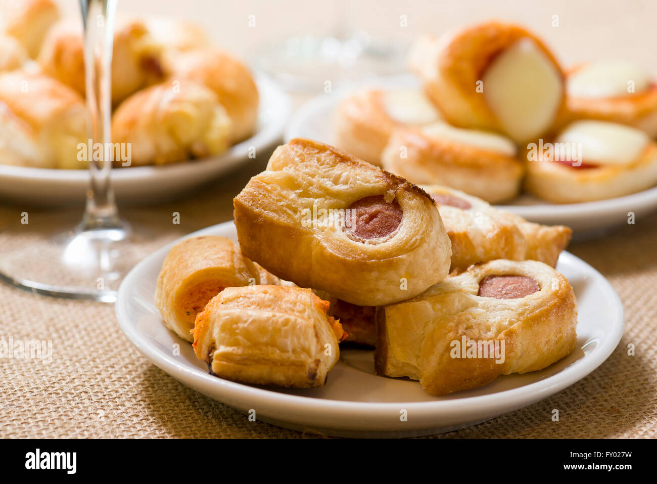 variety of appetizers and pizzette on plate Stock Photo - Alamy