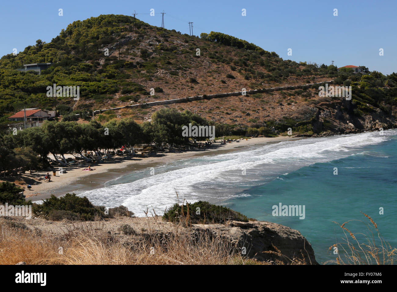 Attica Greece Porto Rafti Tourists On Beach Stock Photo - Alamy