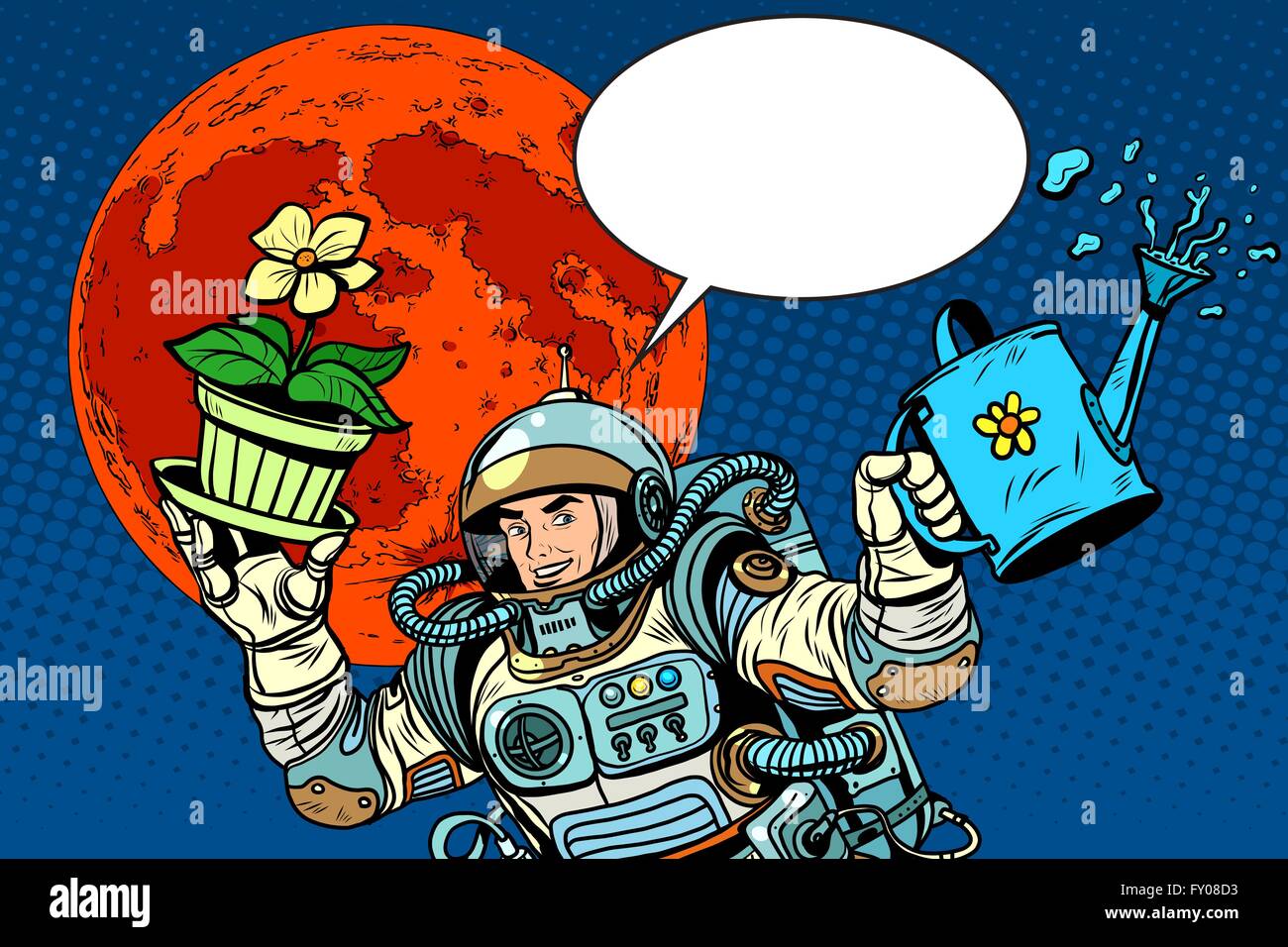 colonization Mars astronaut plants irrigation Stock Vector Image & Art ...