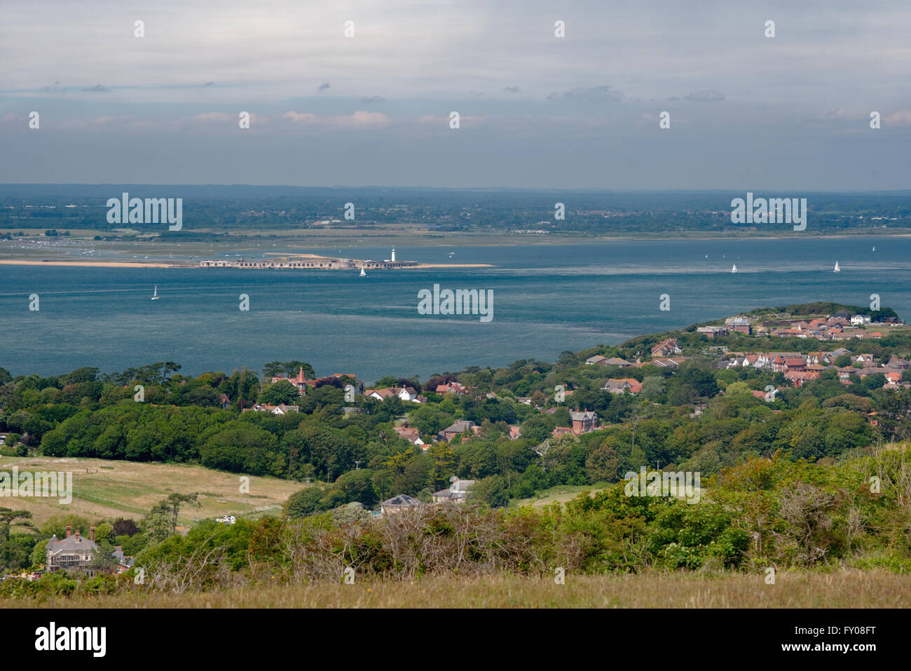 Hurst Castle from Tennyson Down, Isle of Wight, England, United Kingdom ...