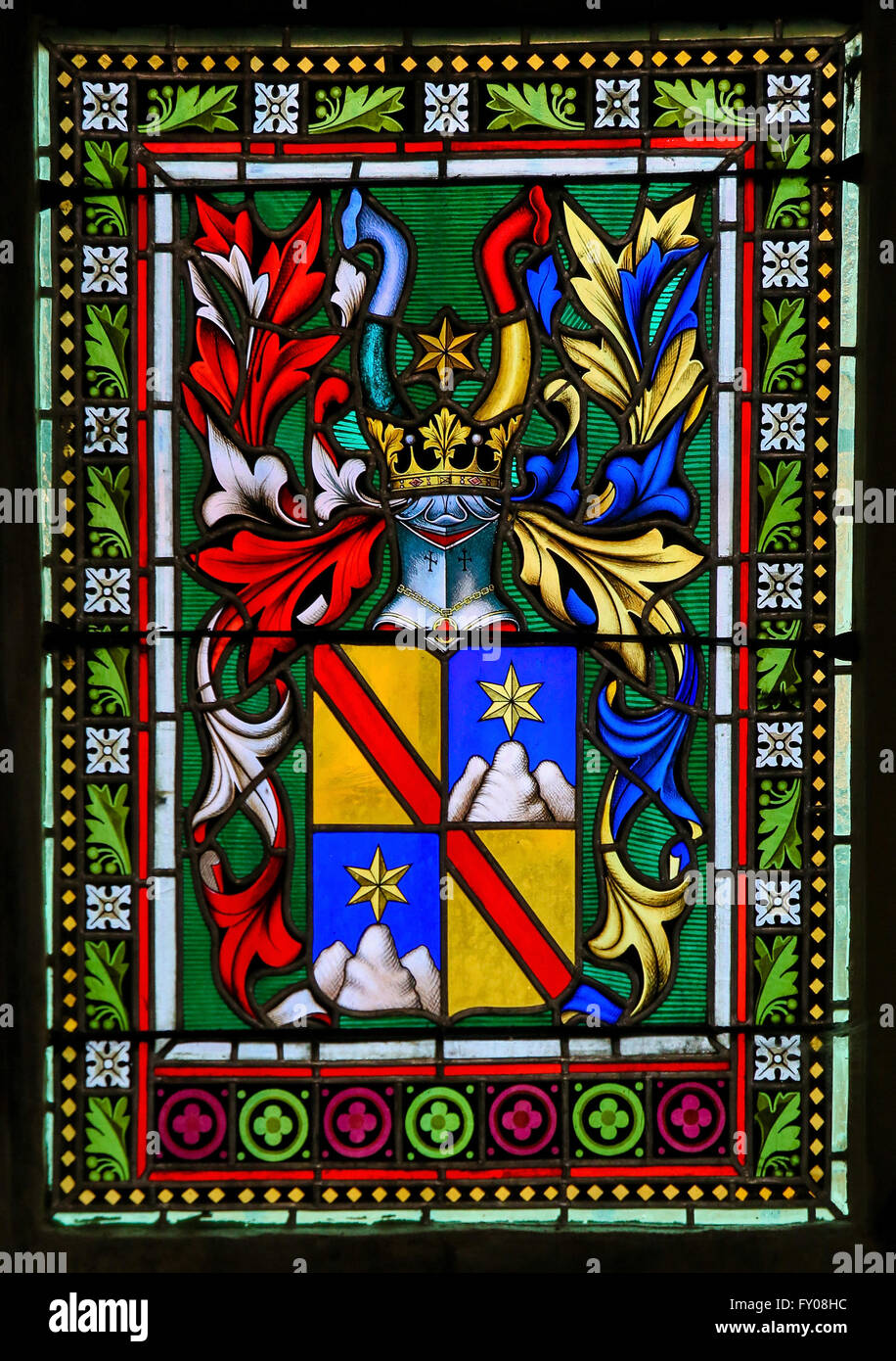 Stained glass with coat of arms hi-res stock photography and images - Alamy