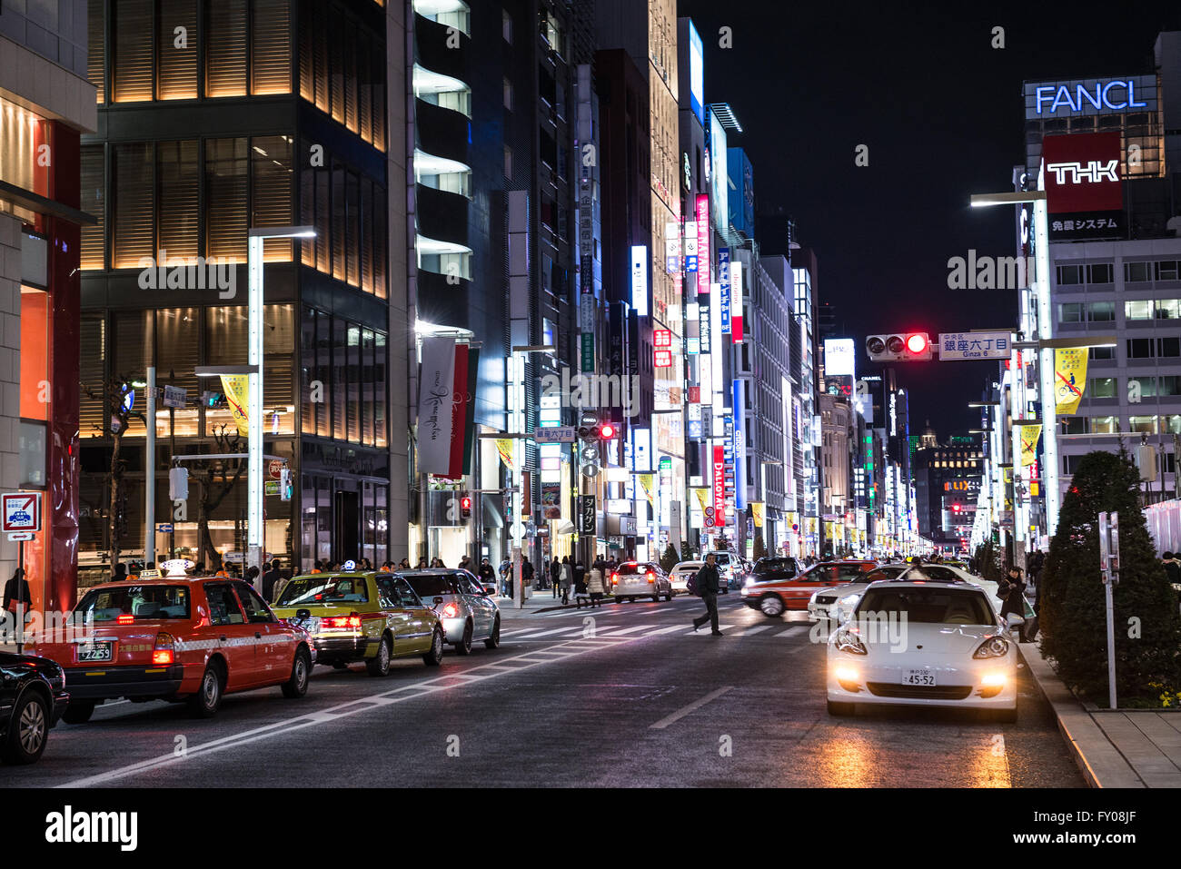 Chuo Dori street in Ginza luxury district of Chuo, Tokyo city, Japan ...